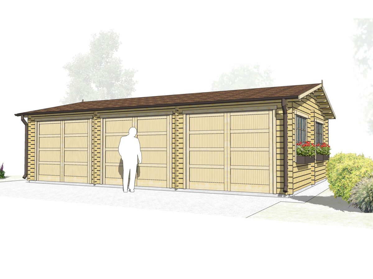 Garage 9×6 triple TRIO | Drewniane garaże na trzy samochody